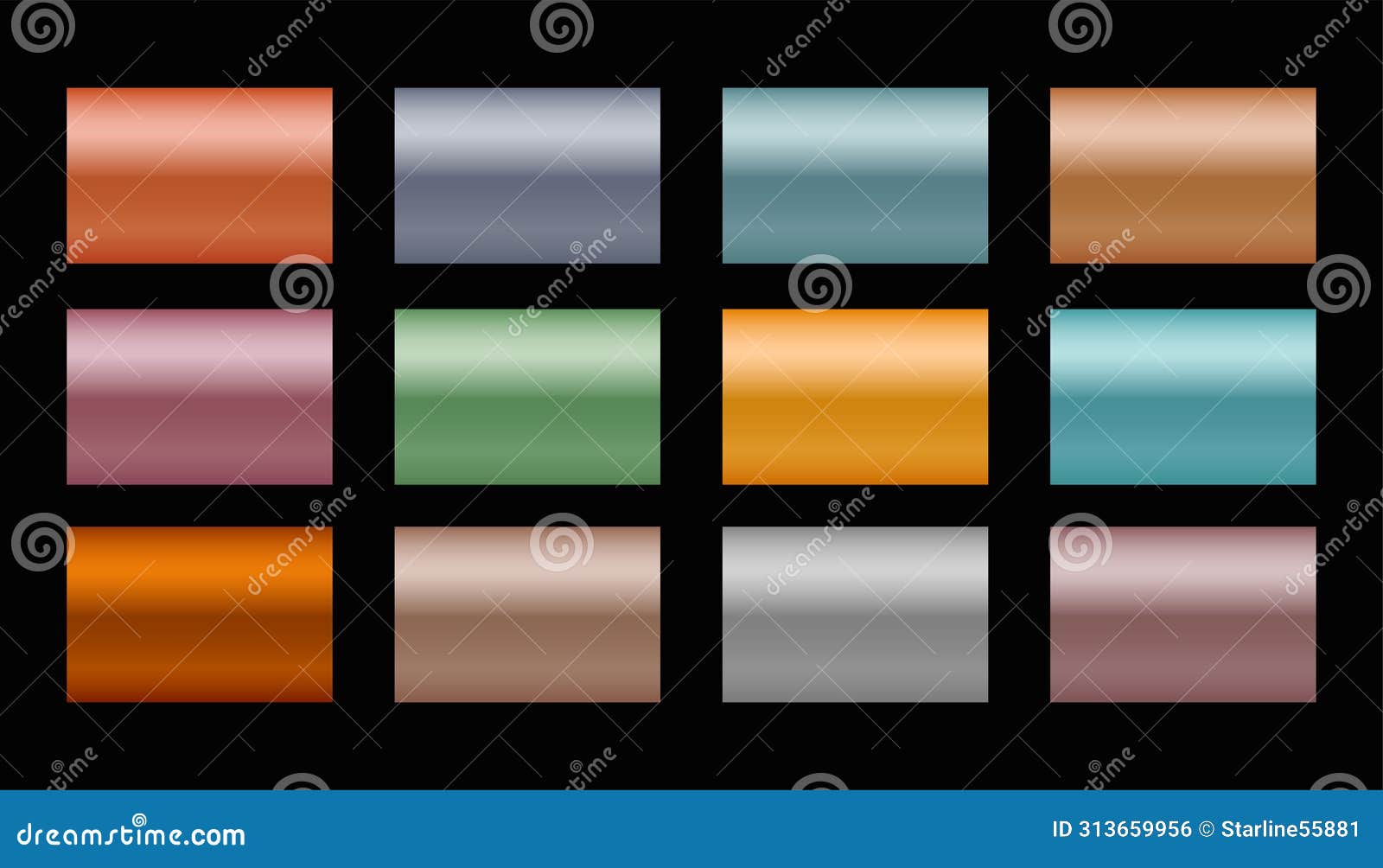 Set of Metal Gradients in Different Shades and Colors Stock Vector ...