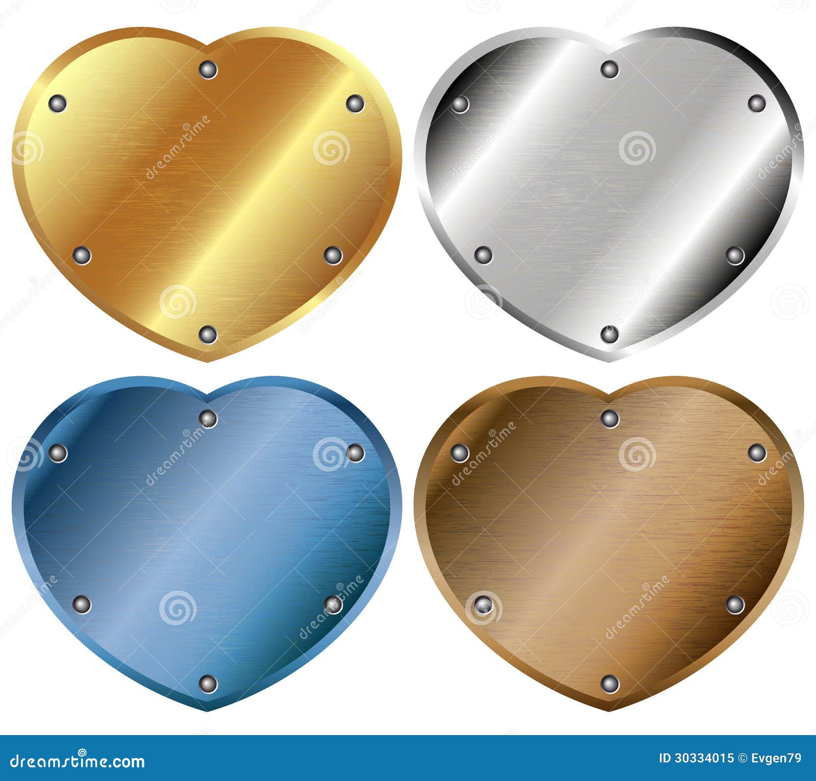 A set of metal hearts stock vector. Illustration of graphic - 30334015