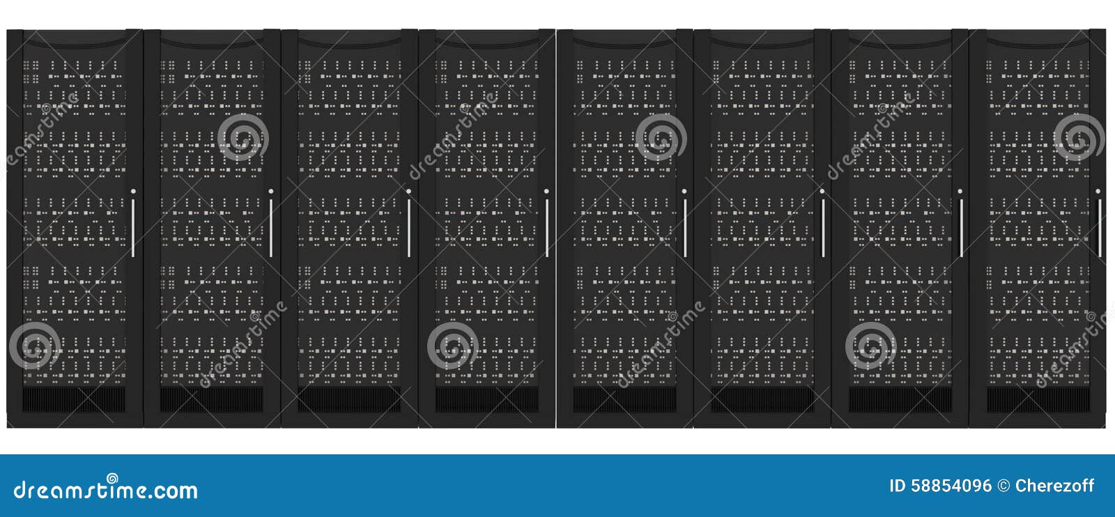 Set of Metal Lockers on White, Front View Stock Illustration ...