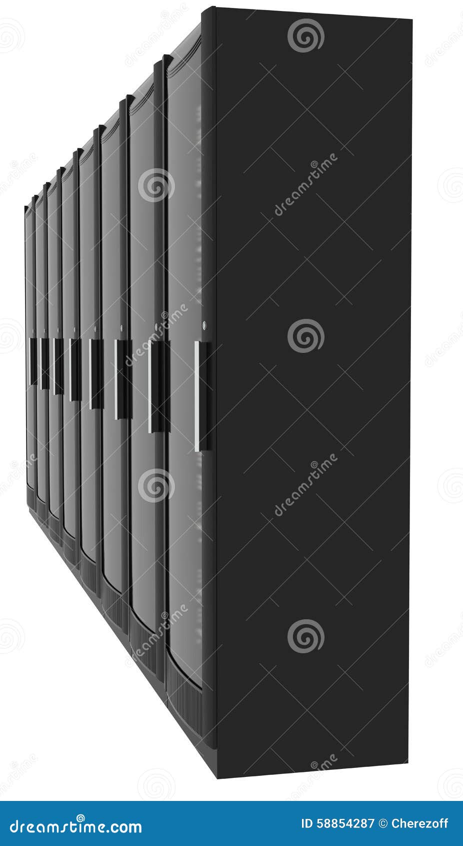 Set of Metal Lockers on White, Side View Stock Illustration ...