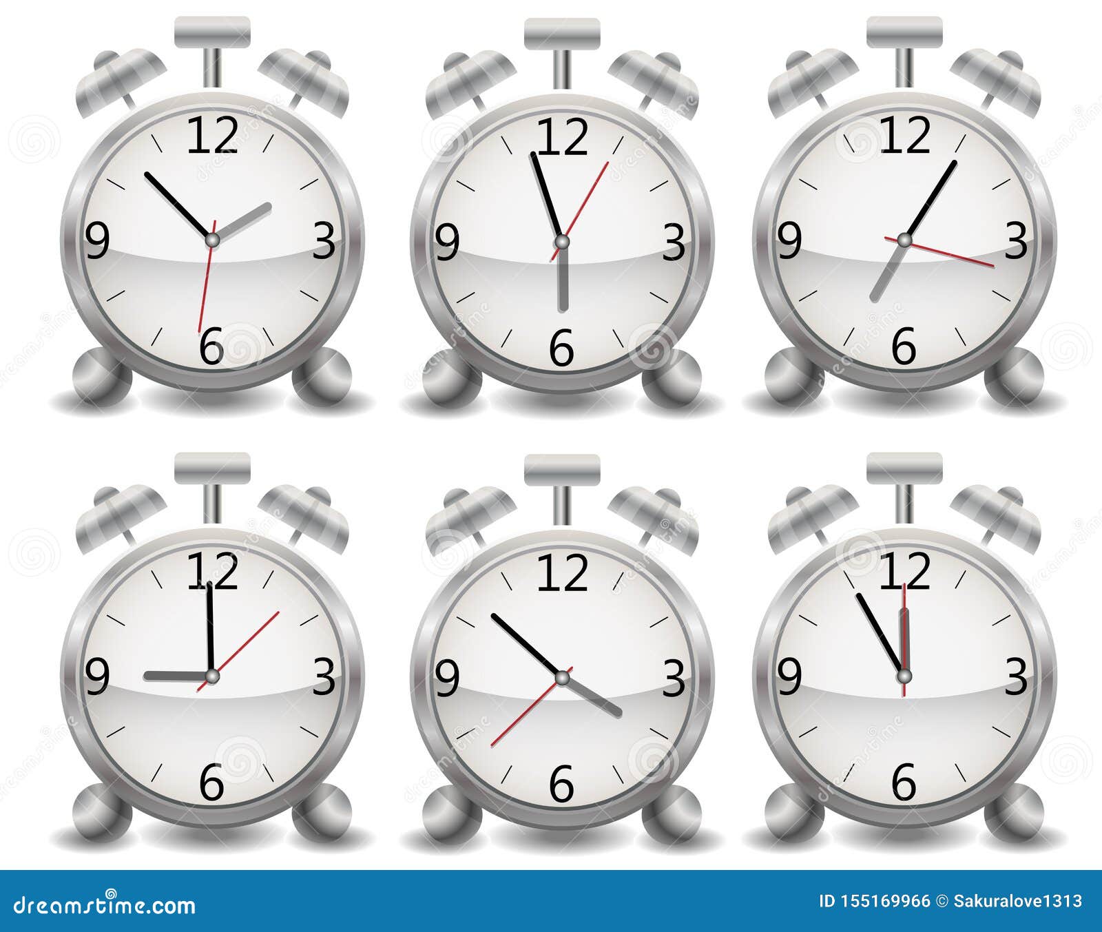 Set Metal Mechanical Realistic Alarm Clock, Ringing Clock, Different ...