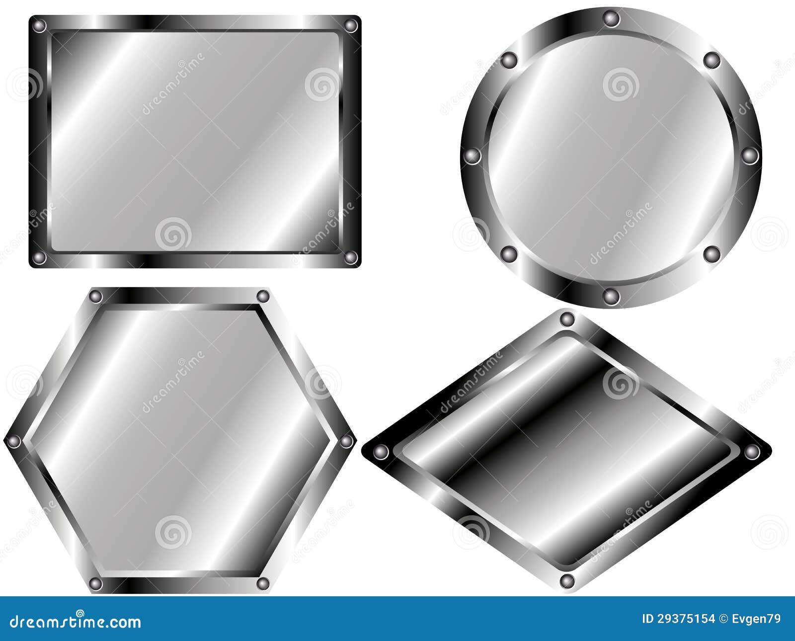 A set of metal plates 2 stock vector. Illustration of aluminum - 29375154