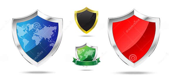 Set of Metal Shield Vector Illustration Stock Vector - Illustration of ...