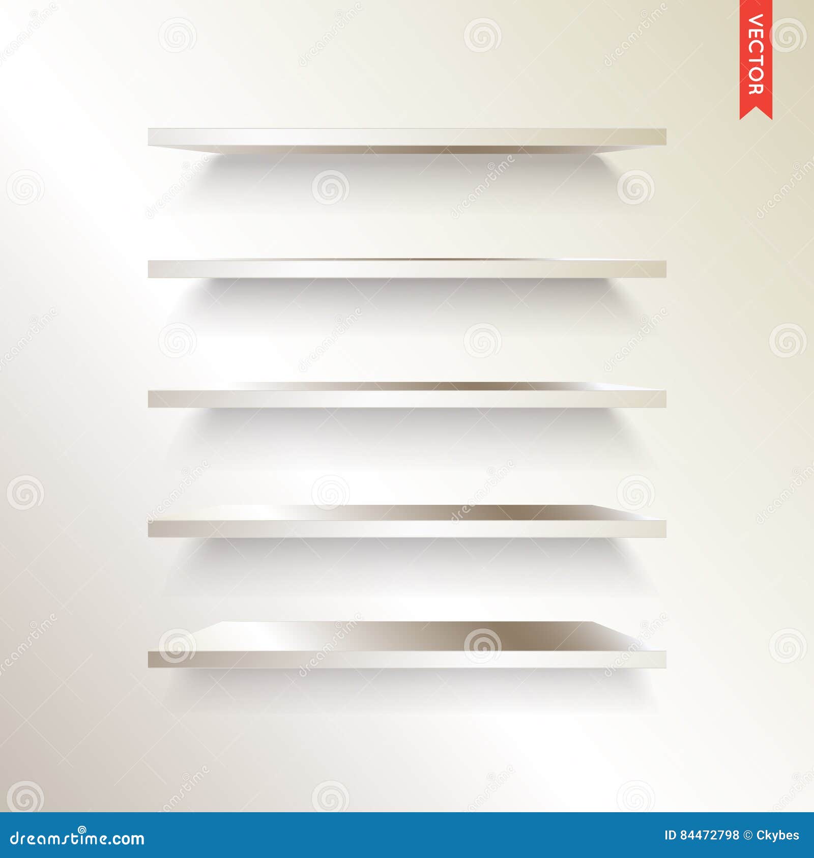 Set of Metal or Steel Shelves Vector Isolated on the Wall Background ...