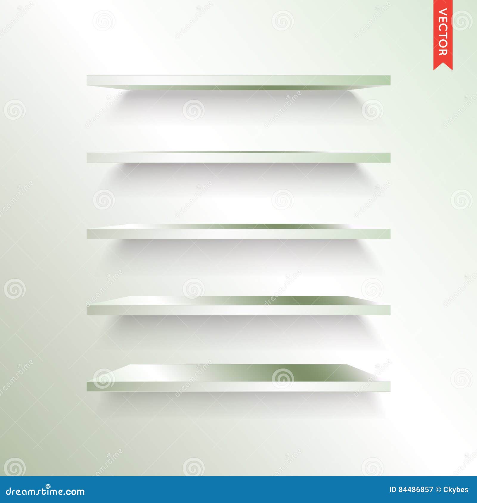 Set of Metal or Steel Shelves Vector Isolated on the Wall Background ...