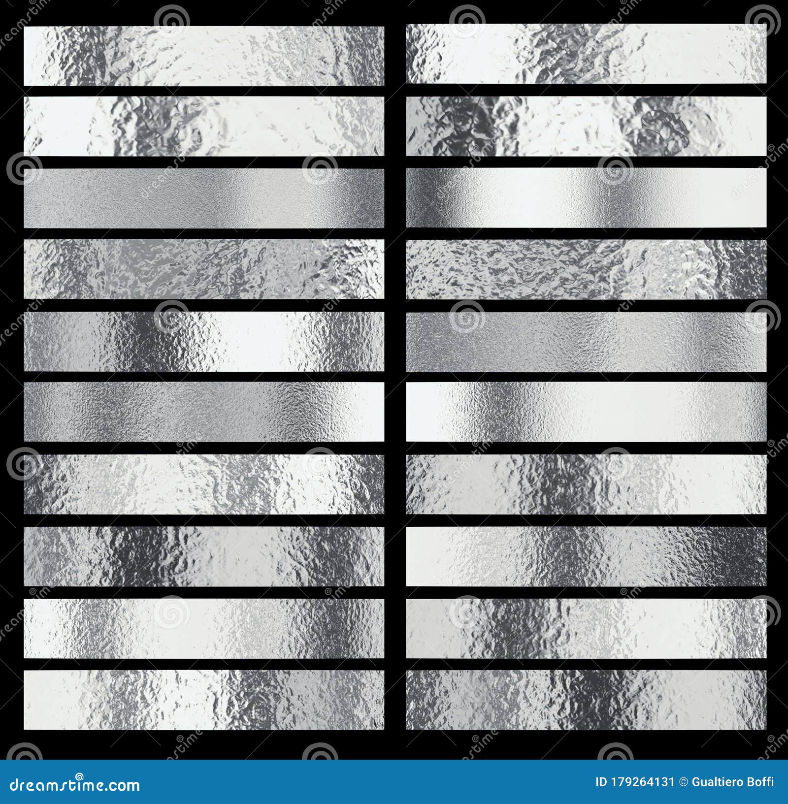 Set of Metal Strips with Different Textures and Shine Stock ...