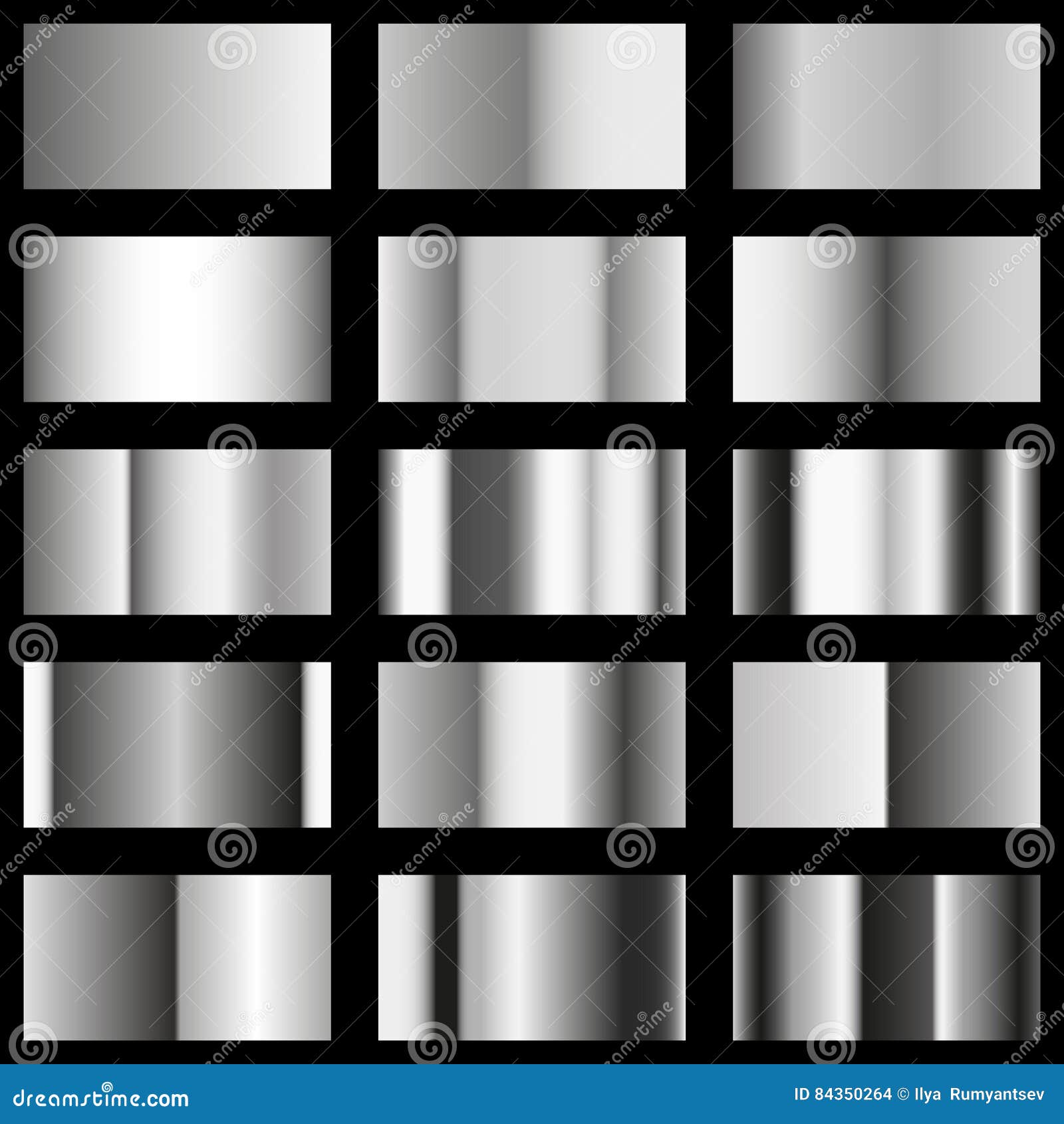 Set of Metal Texture Gradients Template, Silver Color Stock Vector ...