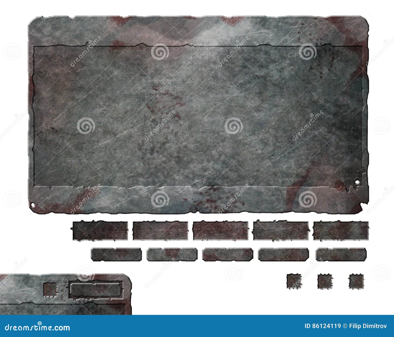 Set of metallic elements stock illustration. Illustration of abstract ...