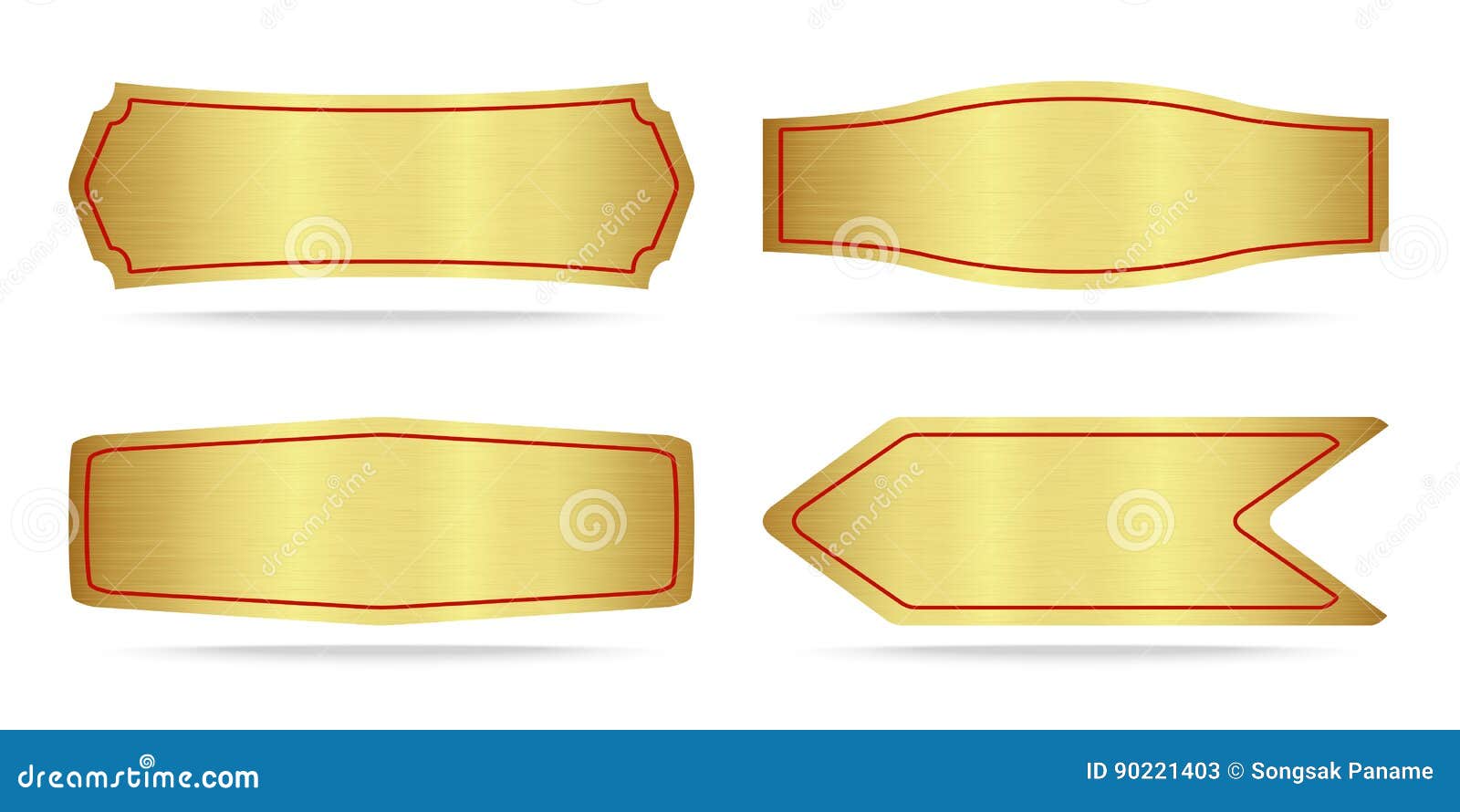 Set of Metallic Gold Name Plate Stock Vector - Illustration of board ...