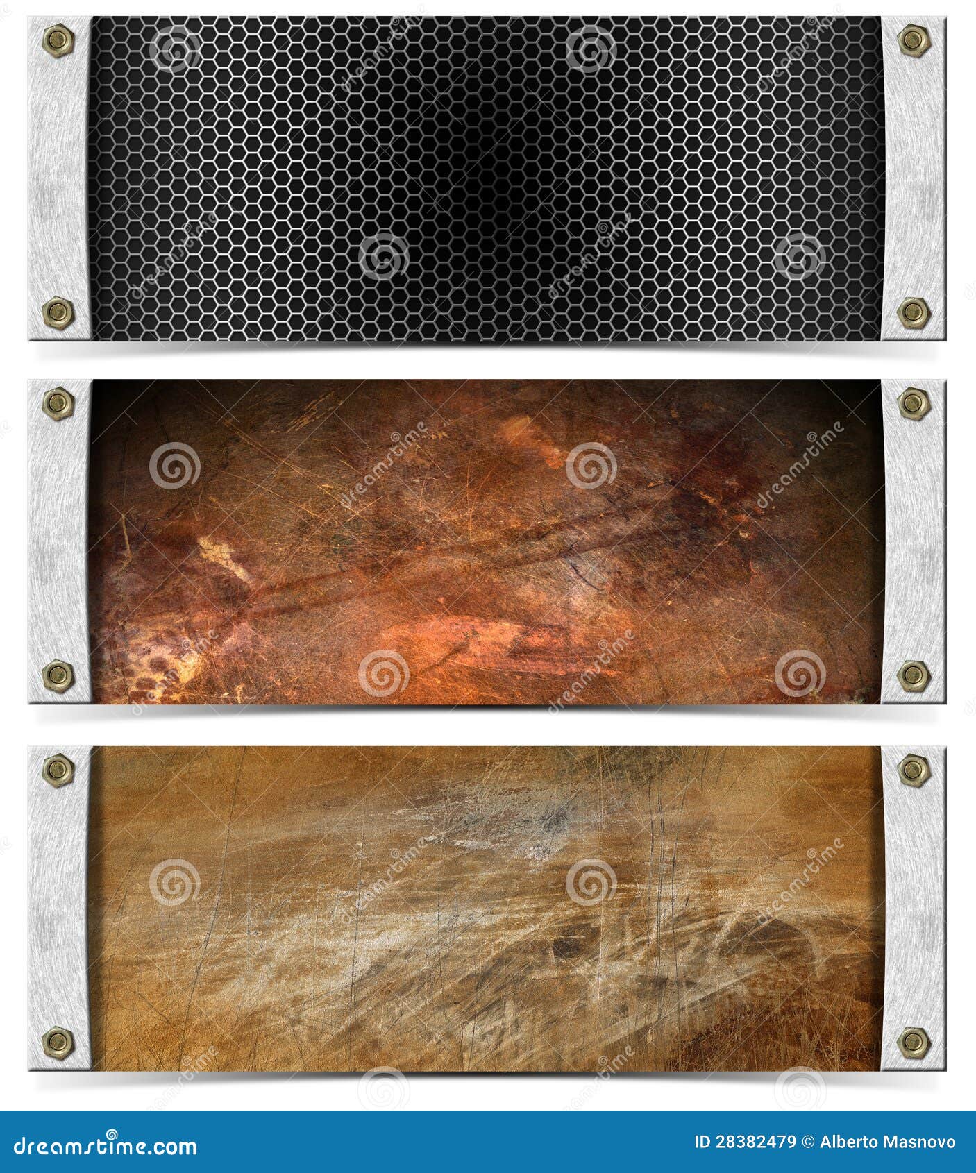 Set of Metallic Headers stock illustration. Illustration of brown ...