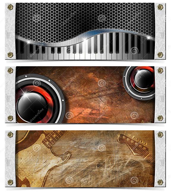 Set of Metallic Music Headers Stock Illustration - Illustration of ...