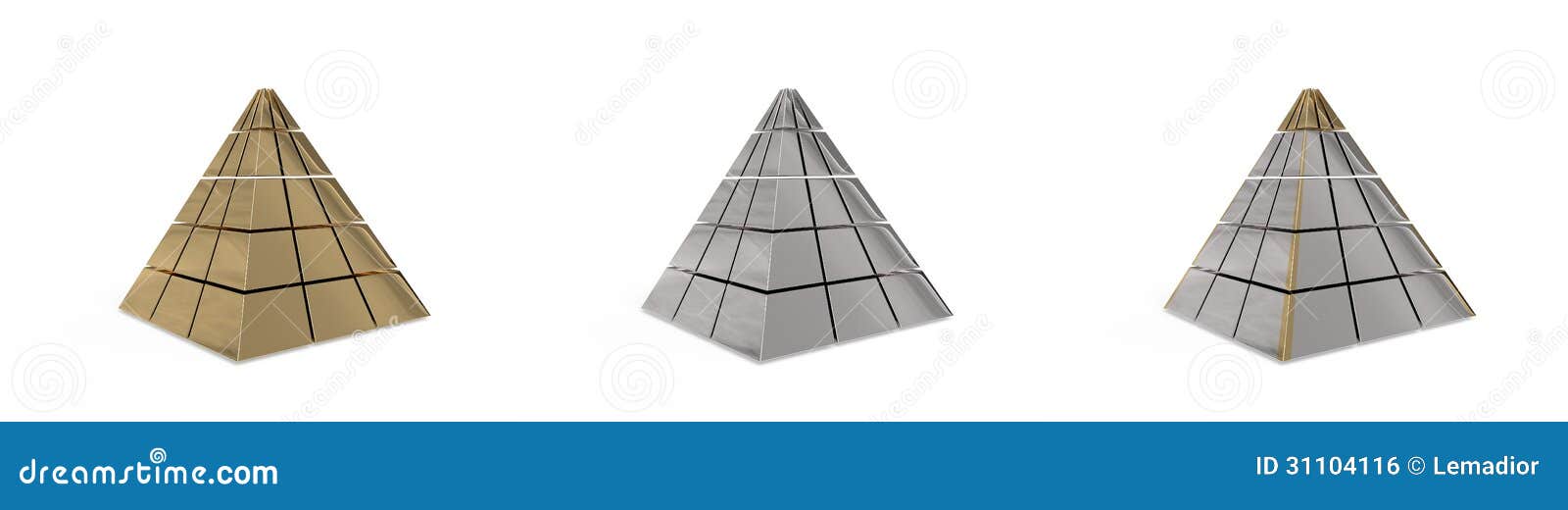 The Set of Metallic Pyramids Stock Illustration - Illustration of white ...