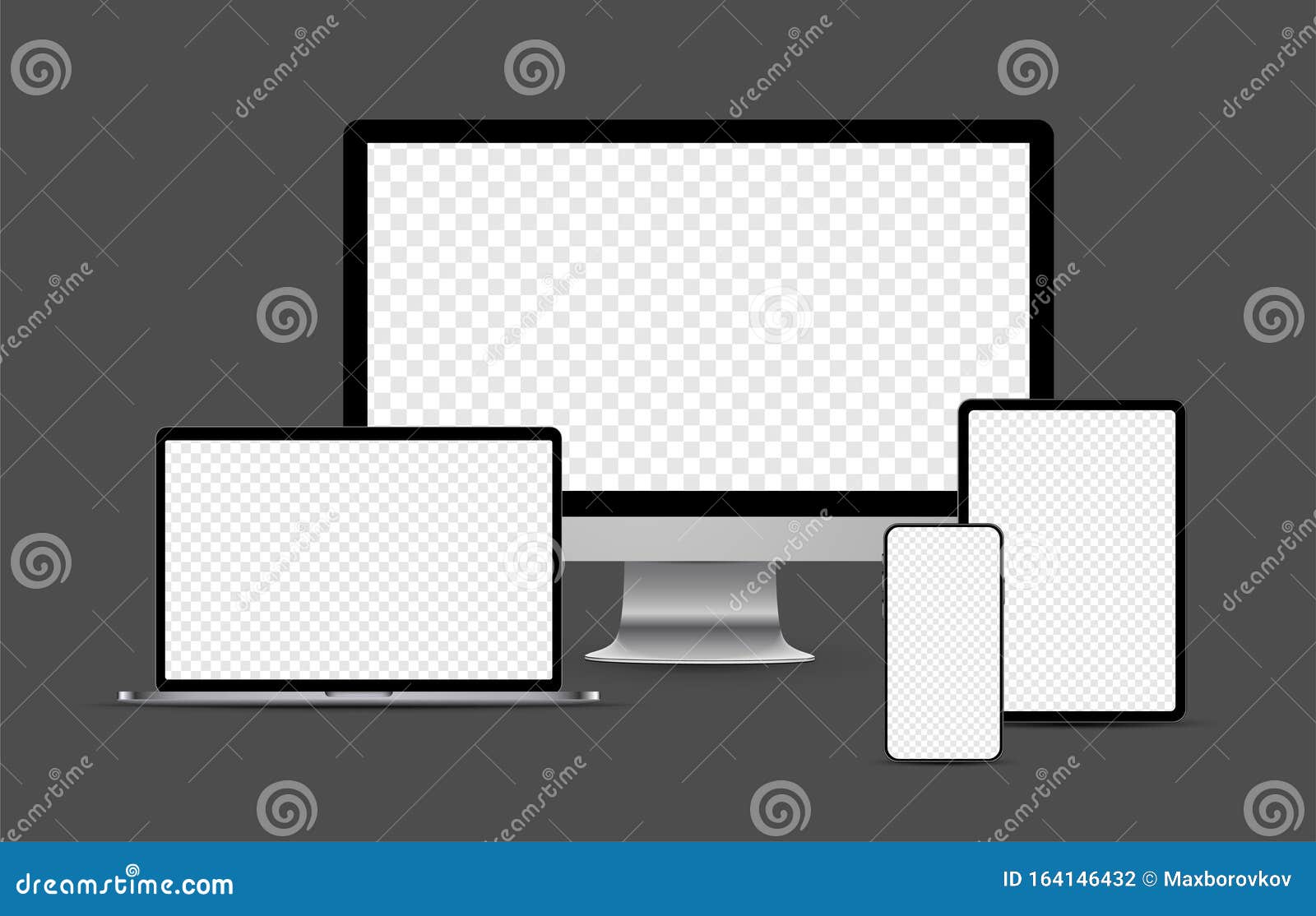 Set of Metallic Realistic Electronic Devices: Smartphone, Tablet ...