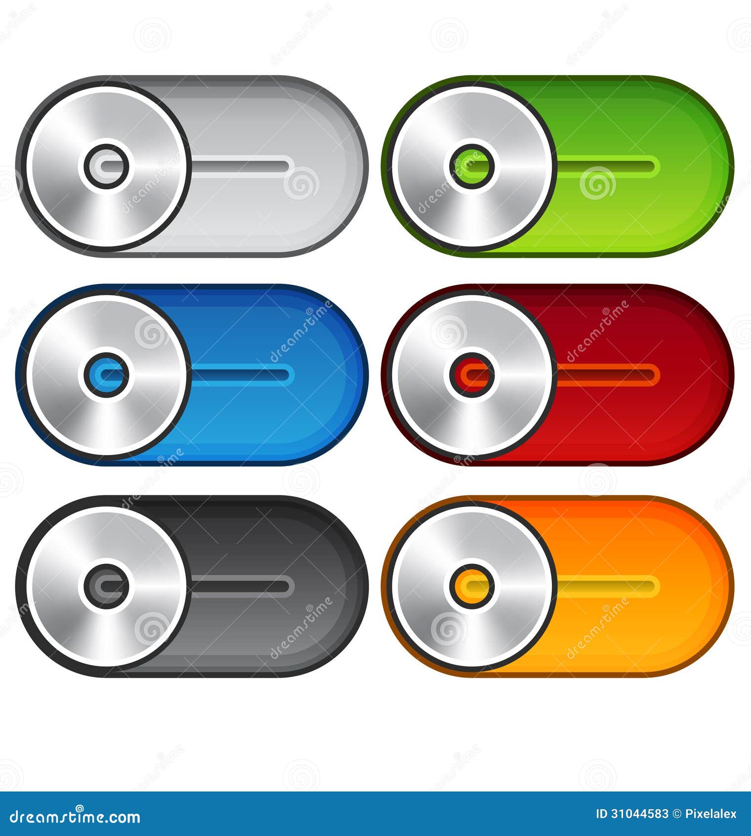 Set of metallic switches stock vector. Illustration of equipment - 31044583