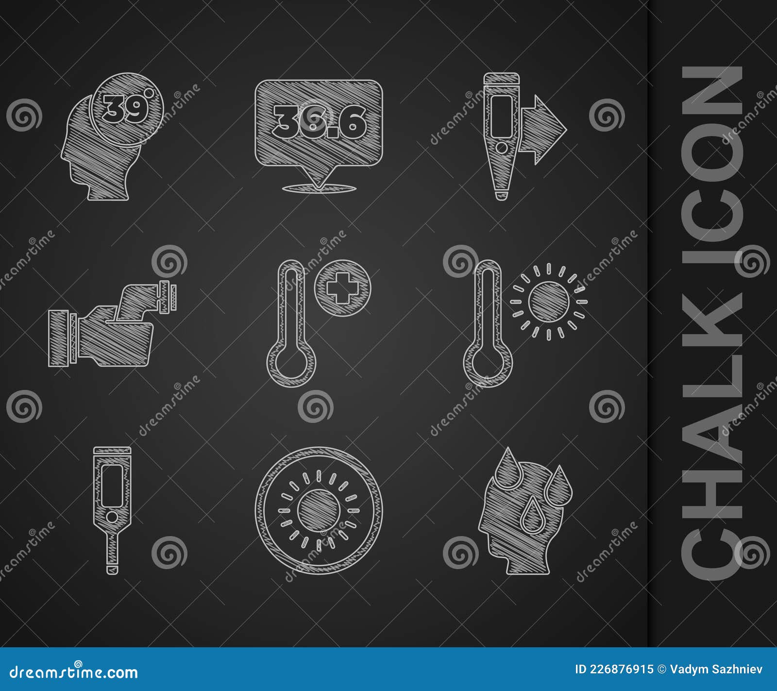 Set Meteorology Thermometer, Sun, High Human Body Temperature, Digital ...