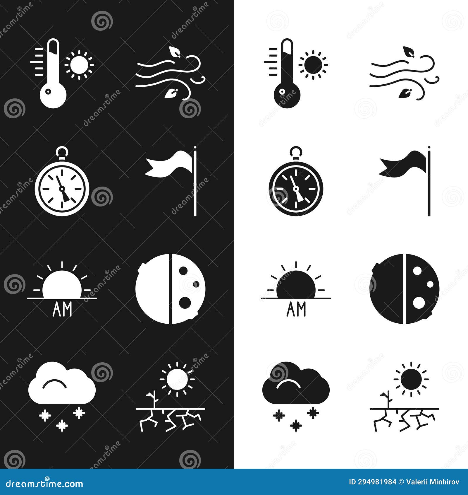 Set Meteorology Windsock Wind Vane, Compass, Thermometer, Wind, Sunrise ...