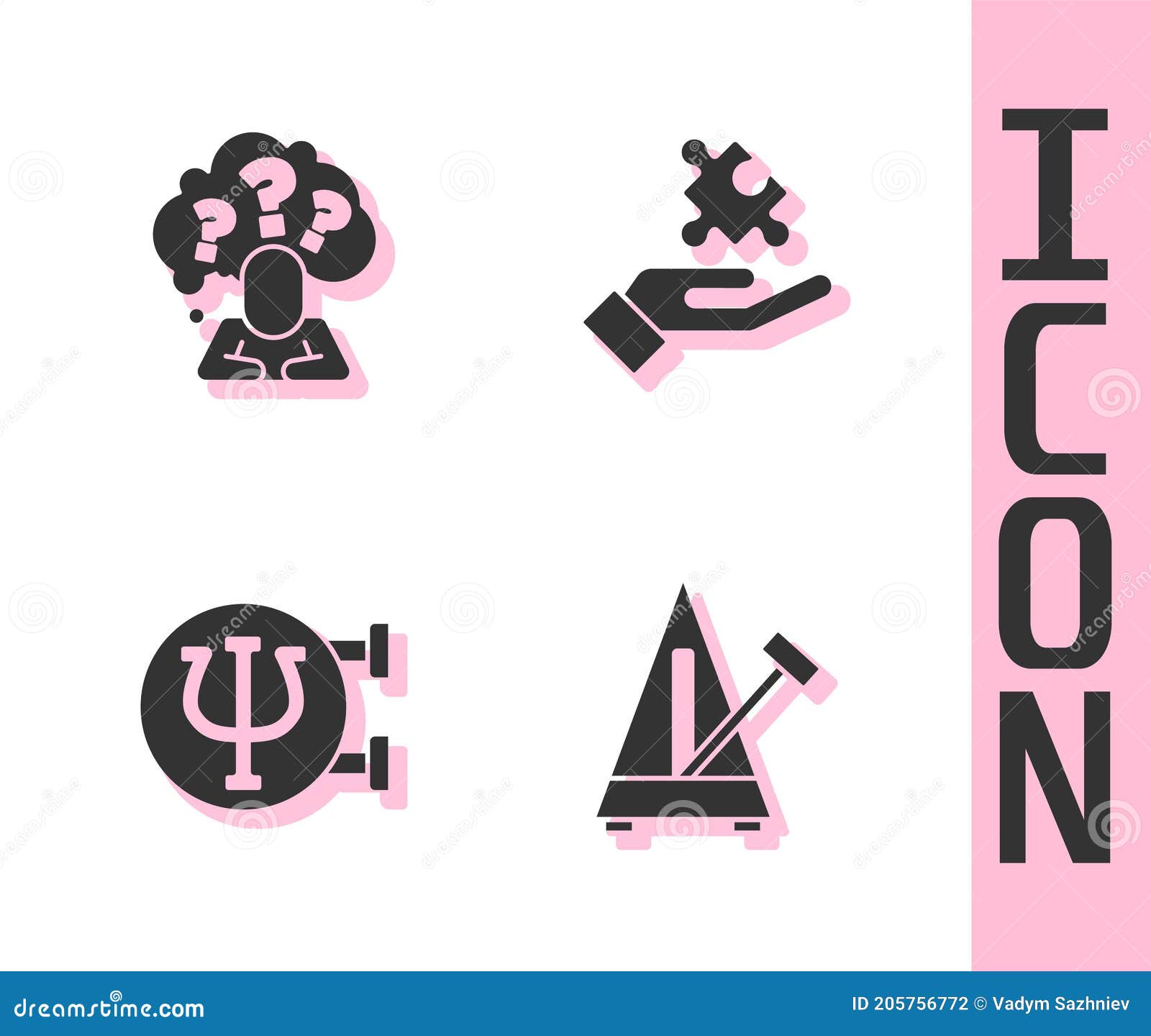 Set Metronome with Pendulum, Head Question Mark, Psychology, Psi and ...