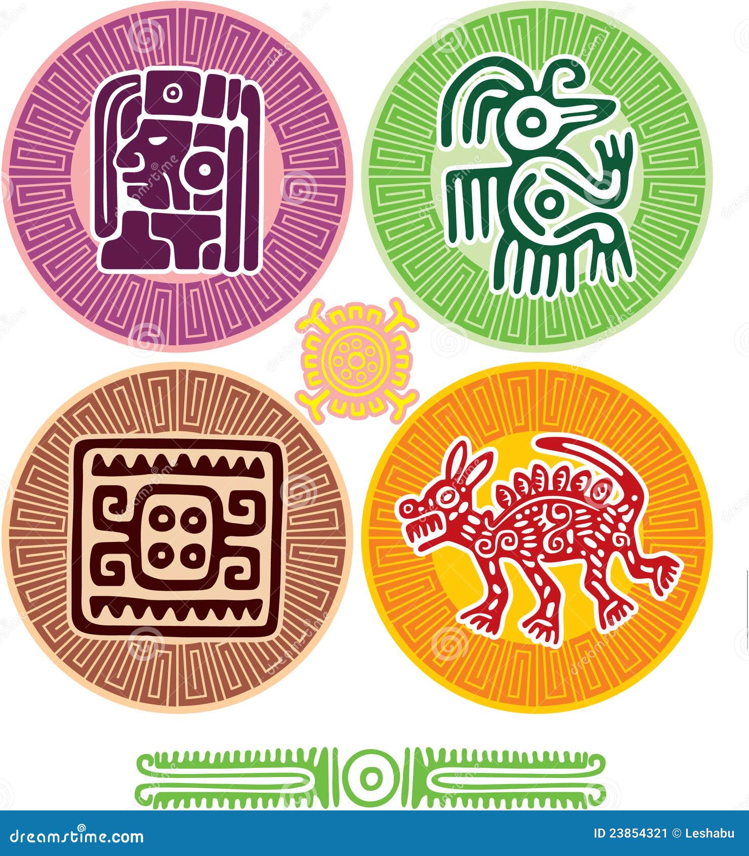Set of Mexican Design Elements Stock Vector - Illustration of tribe ...