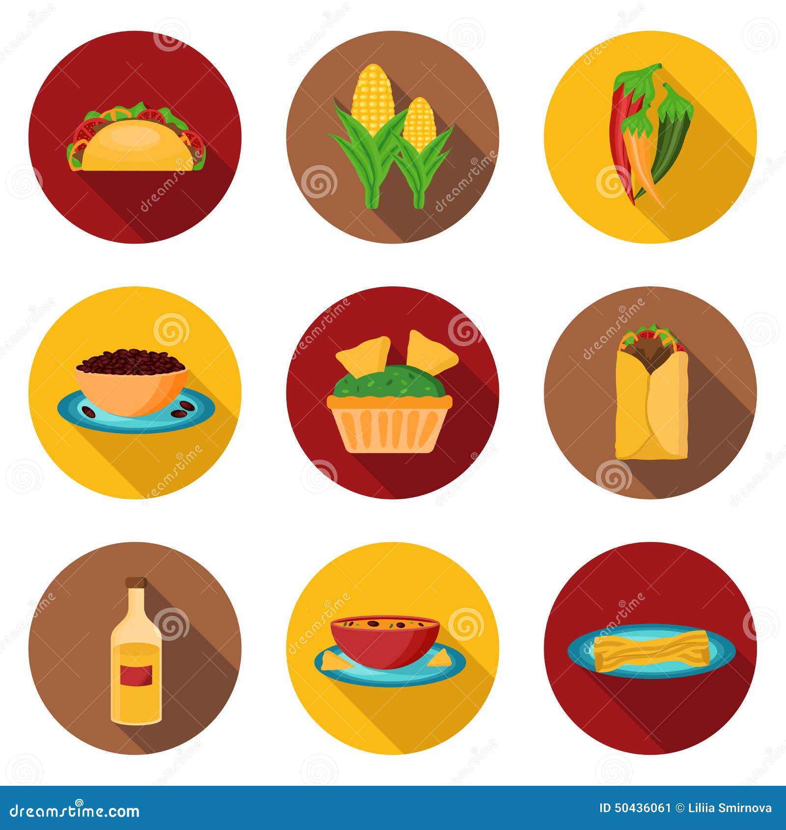 Set of mexican food icons stock vector. Illustration of mexico - 50436061