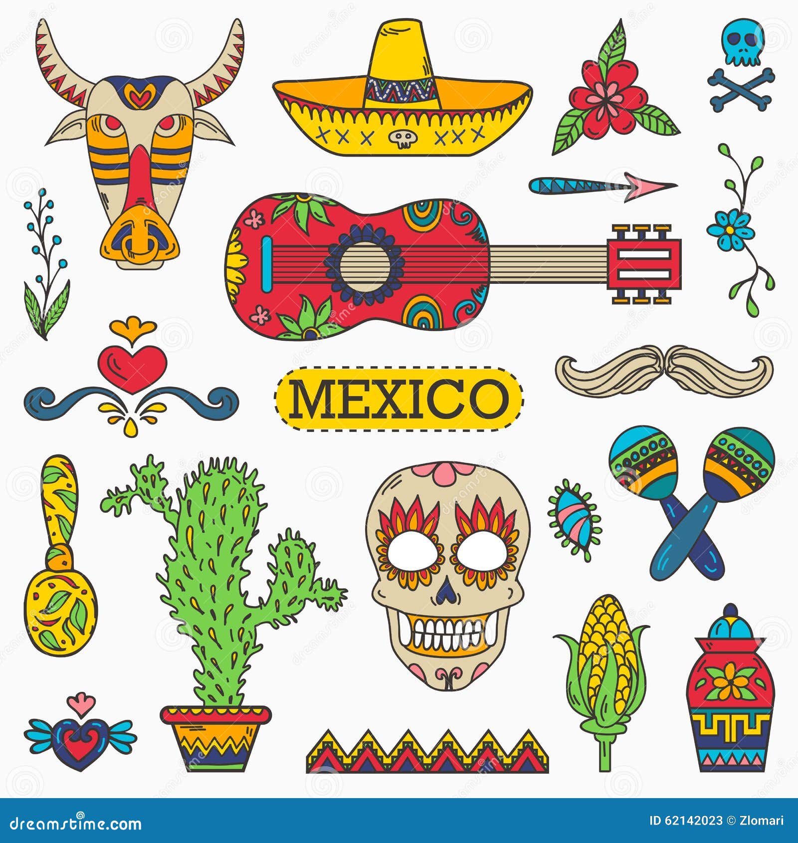 Set of Mexican Traditional and Cultural Elements Stock Vector ...