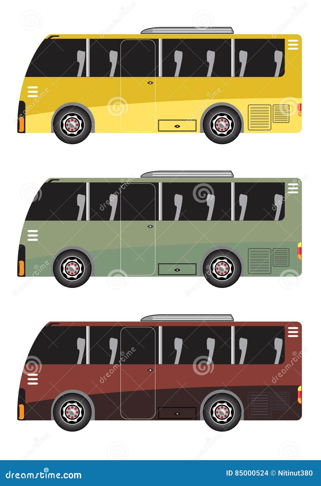 Set of Micro Bus or Mini Bus Isolated in White Background Stock ...