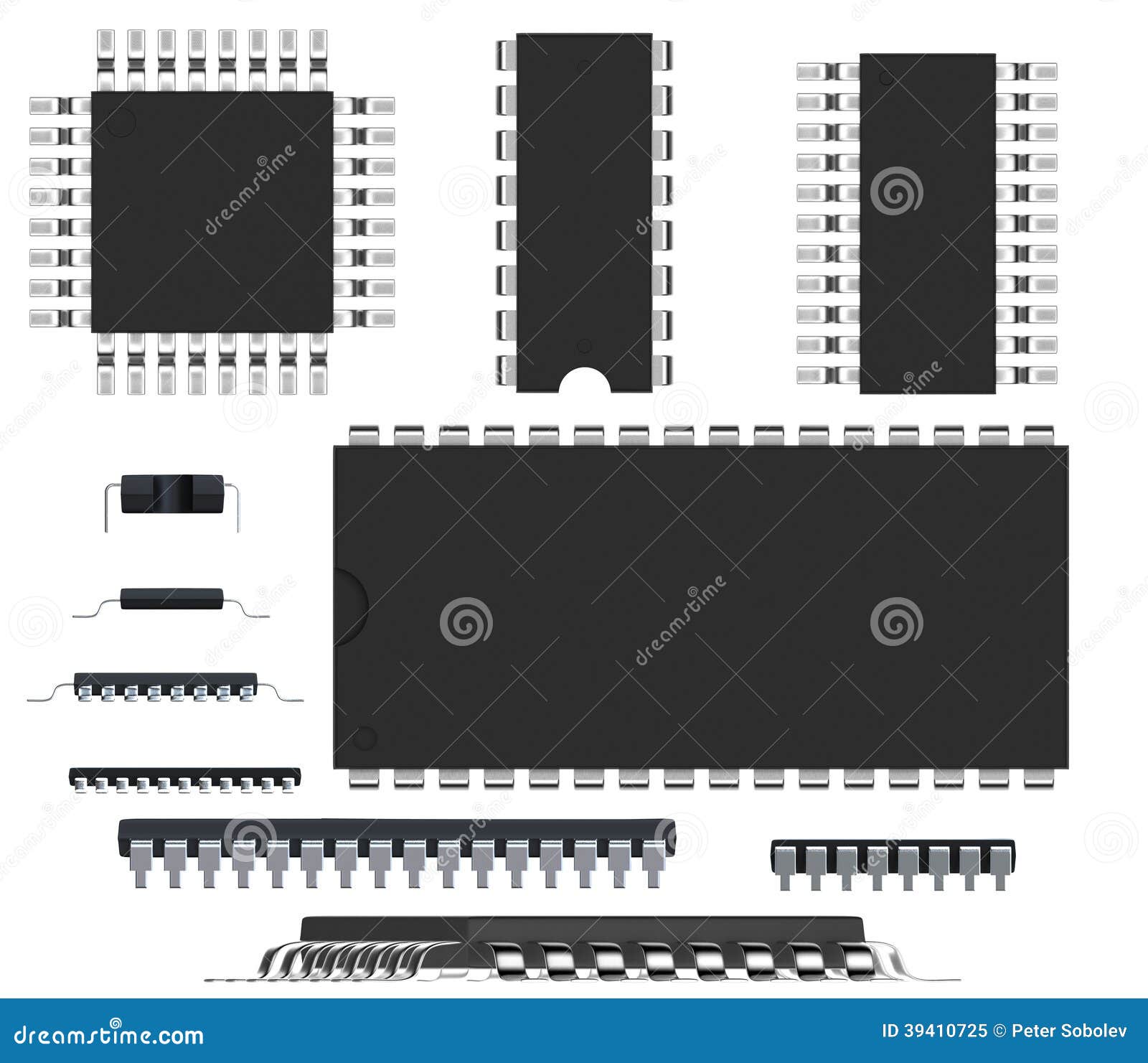 Set of microchips stock illustration. Illustration of semiconductor ...