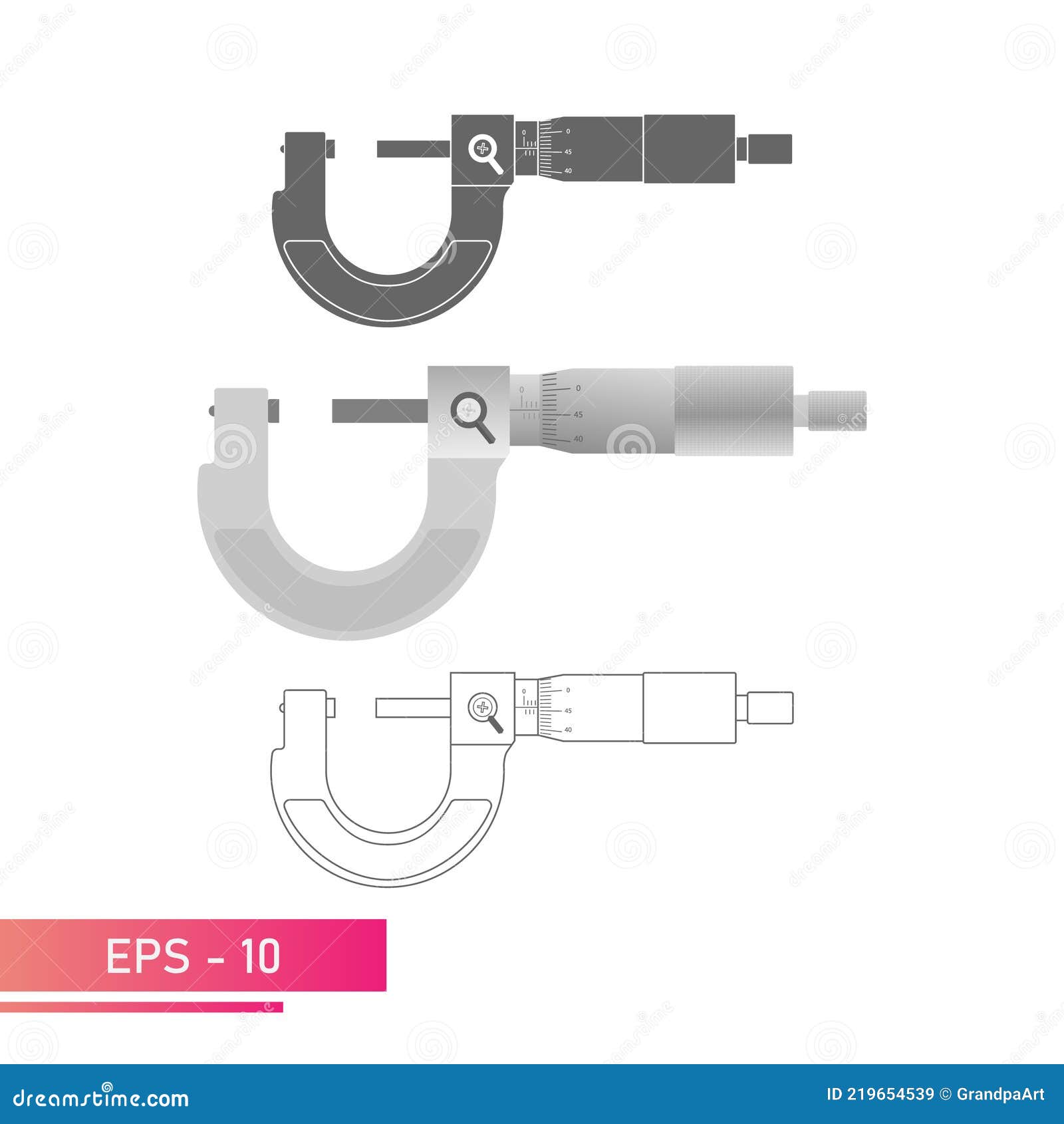 Set, Micrometer Smooth with Measuring Scale. Linear, Solid and ...