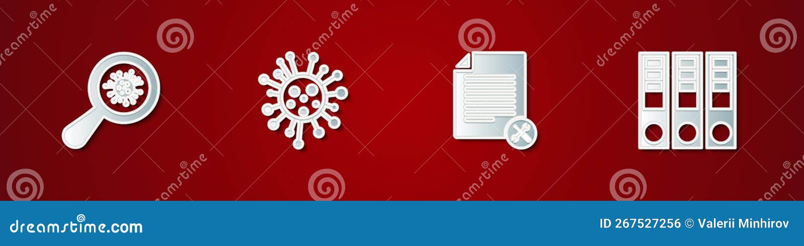 Set Microorganisms Under Magnifier, Bacteria, File Document Service and ... Set Microorganisms Under Magnifier, Bacteria, File Document Service and ...