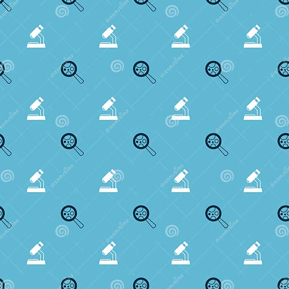 Set Microorganisms Under Magnifier and Microscope on Seamless Pattern ...