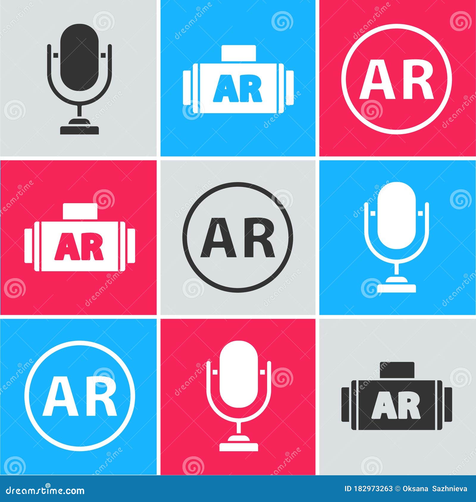 Set Microphone, Ar, Augmented Reality and Ar, Augmented Reality Icon ...