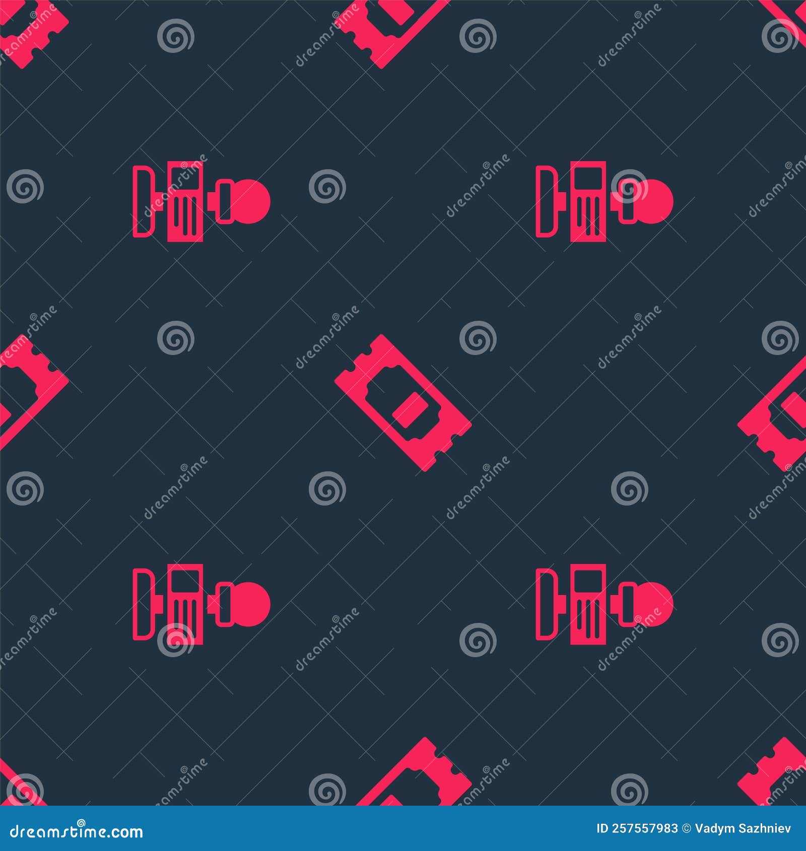 Set Microphone and Cinema Ticket on Seamless Pattern. Vector Stock ...