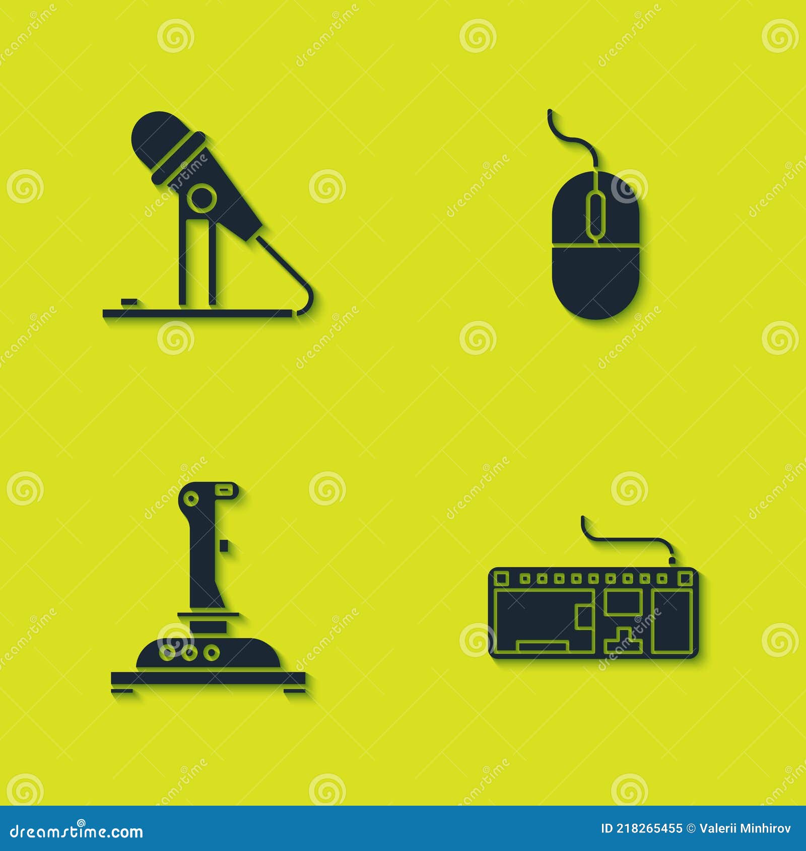 Set Microphone, Computer Keyboard, Joystick for Arcade Machine and ...