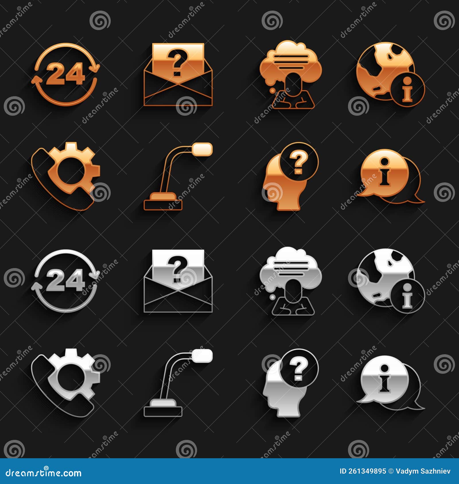 Set Microphone, Information, Head with Question Mark, Telephone 24 ...