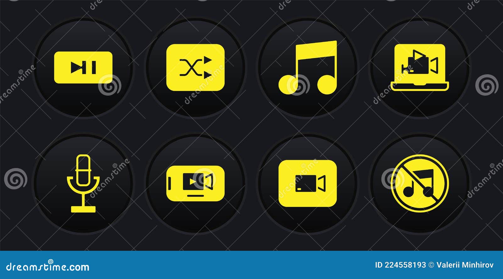 Set Microphone, Online Play Video, Play Button, Music Note, Tone, Arrow ...