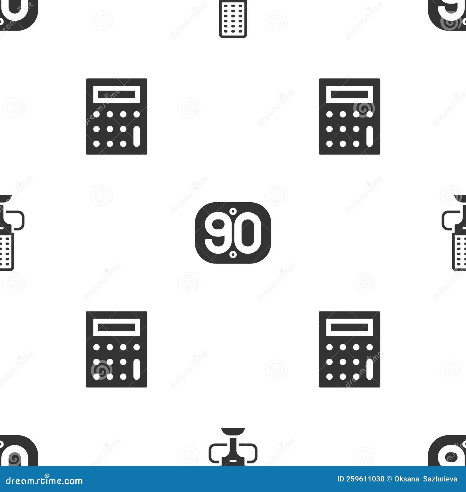 Set Microphone, 90s Retro and Calculator on Seamless Pattern. Vector ...