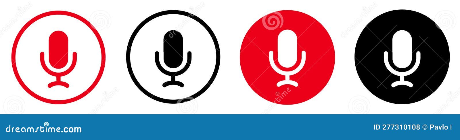 Set Microphone Speaker Button Icon, Voice Microphone Buttons Signs ...