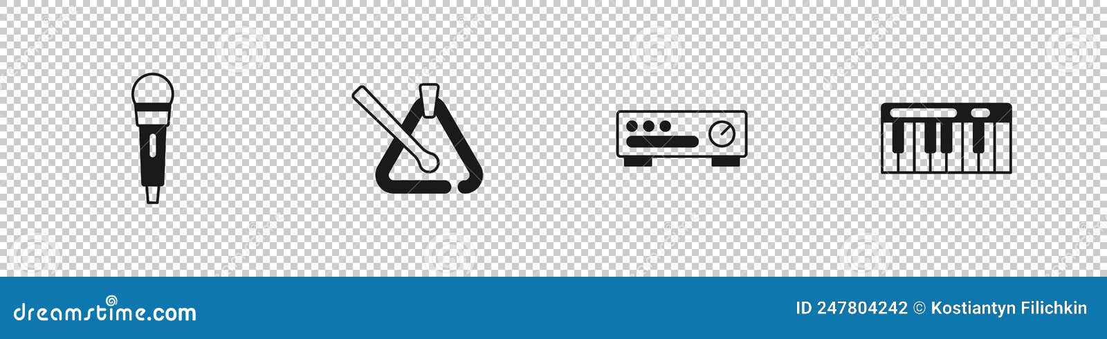 Set Microphone, Triangle Musical Instrument, Sound Mixer Controller and ...