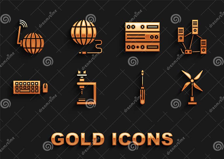 Set Microscope, Computer Network, Wind Turbine, Screwdriver, Keyboard ...