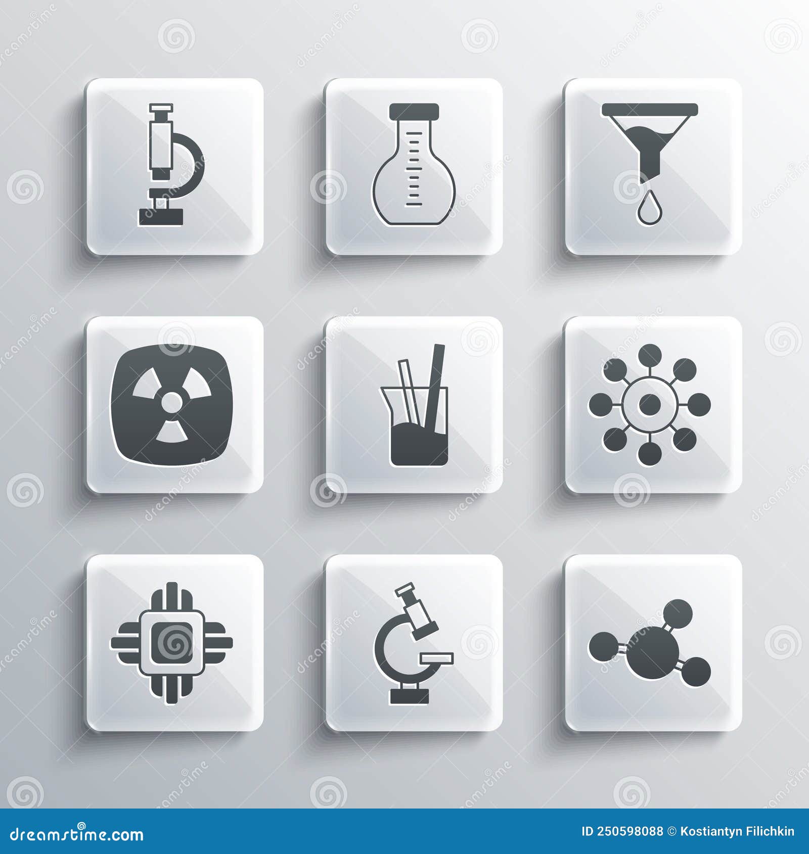 Set Microscope, Molecule, Virus, Laboratory Glassware, Processor CPU ...