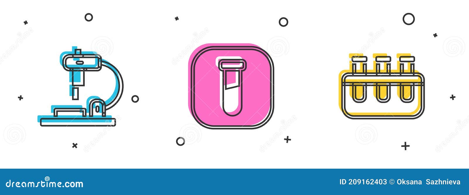 Set Microscope, Test Tube and Flask and Icon. Vector Stock Vector ... Set Microscope, Test Tube and Flask and Icon. Vector Stock Vector ...