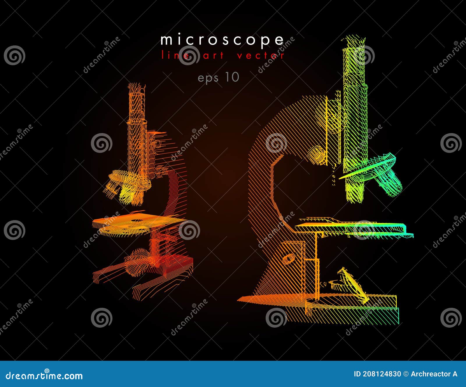Set of Microscope Vector Illustration in Line Art Style Stock Vector ...