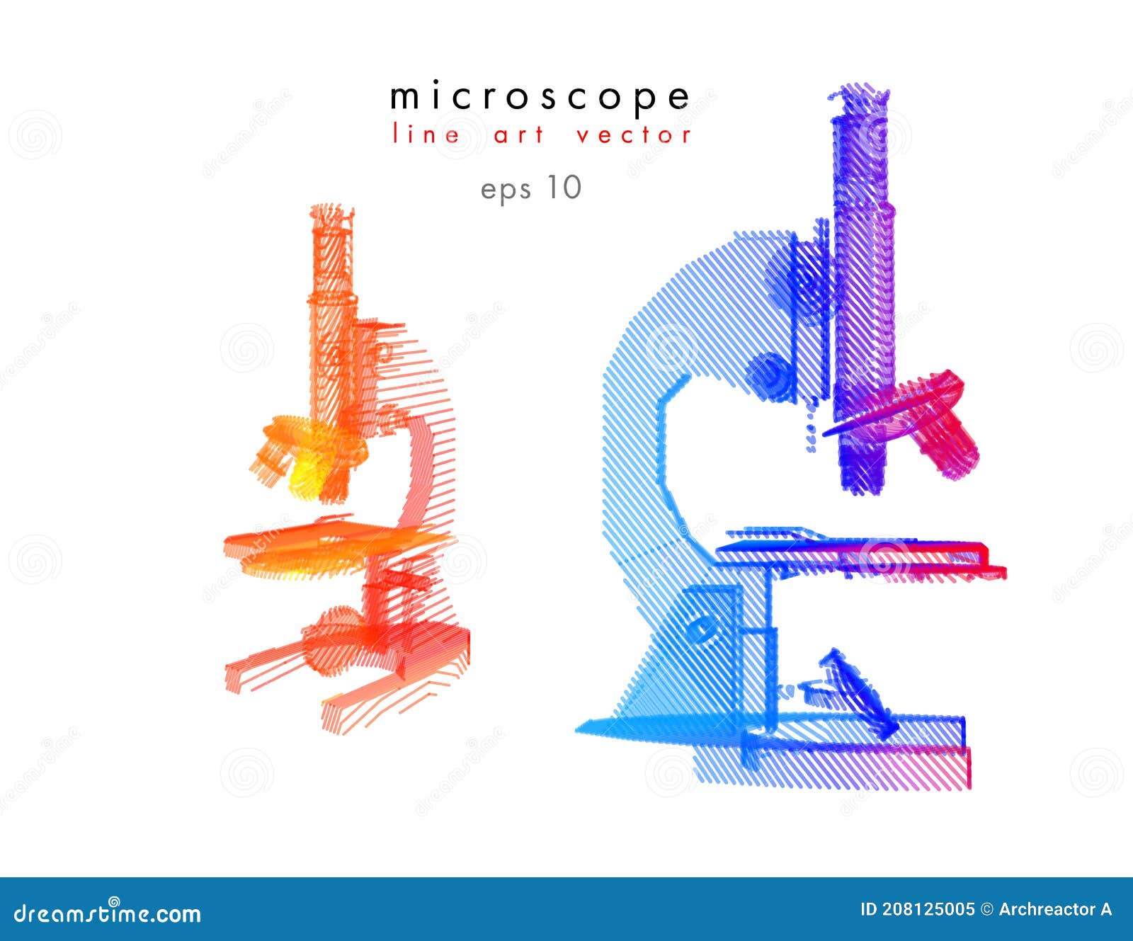 Set of Microscope Vector Illustration in Line Art Style Stock Vector ...