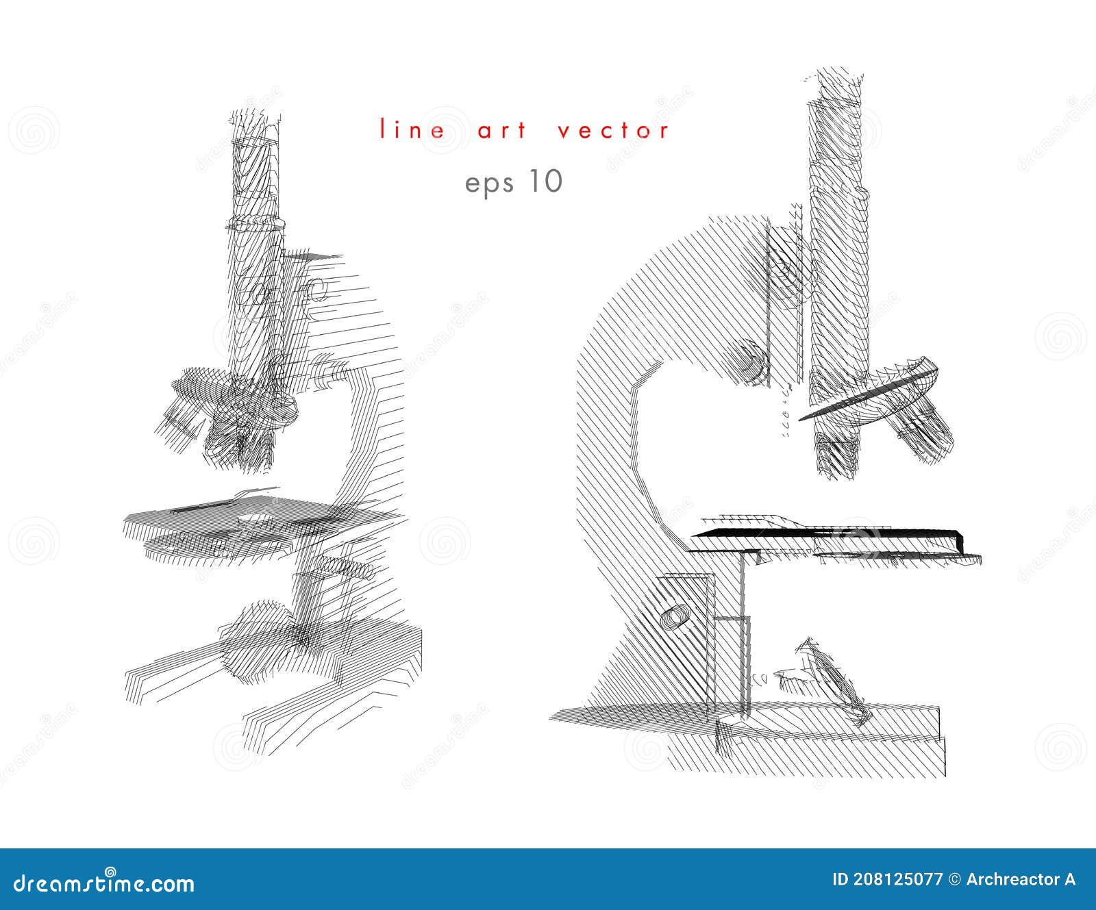Set of Microscope Vector Illustration in Line Art Style Stock Vector ...