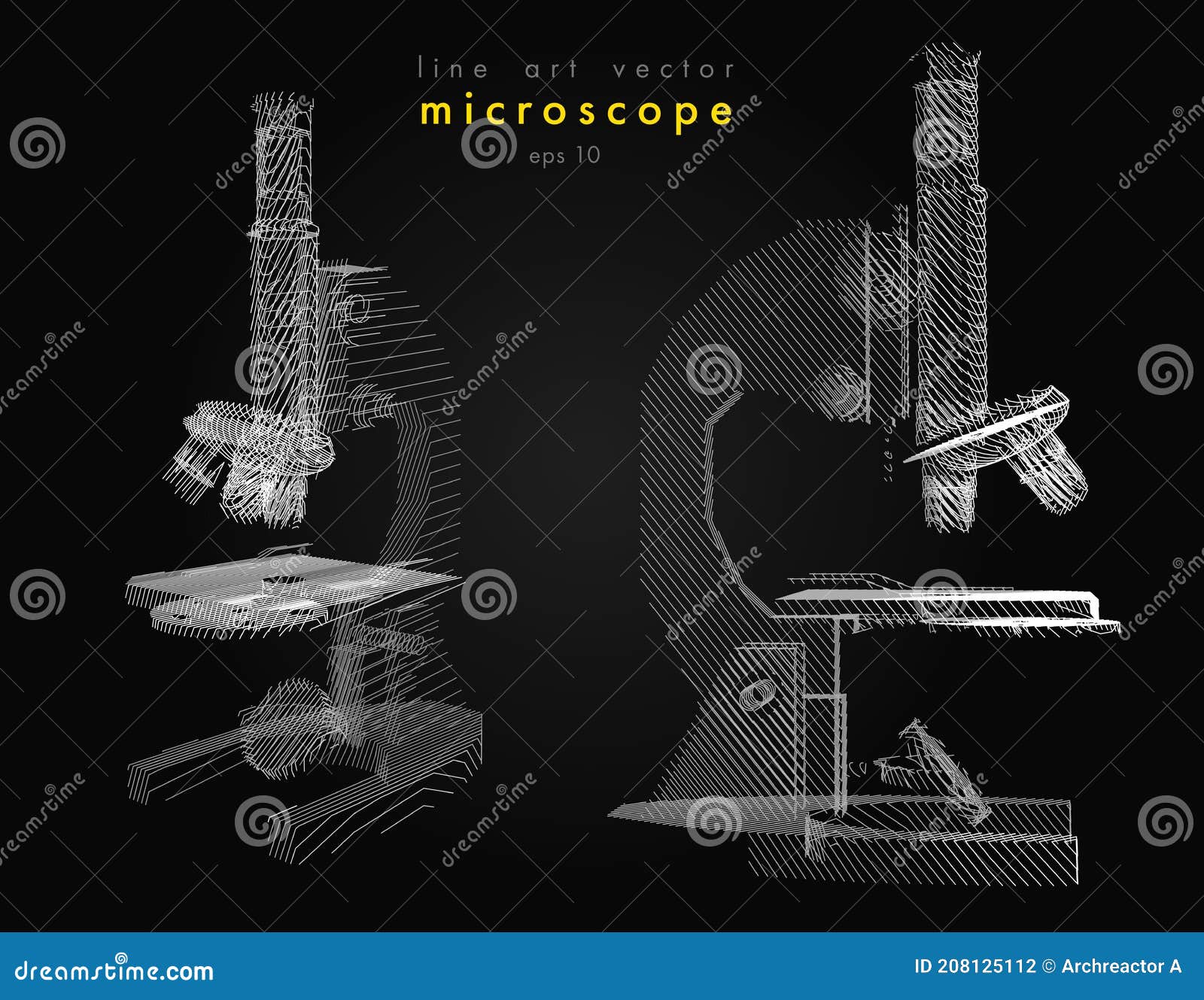 Set of Microscope Vector Illustration in Line Art Style Stock Vector ...