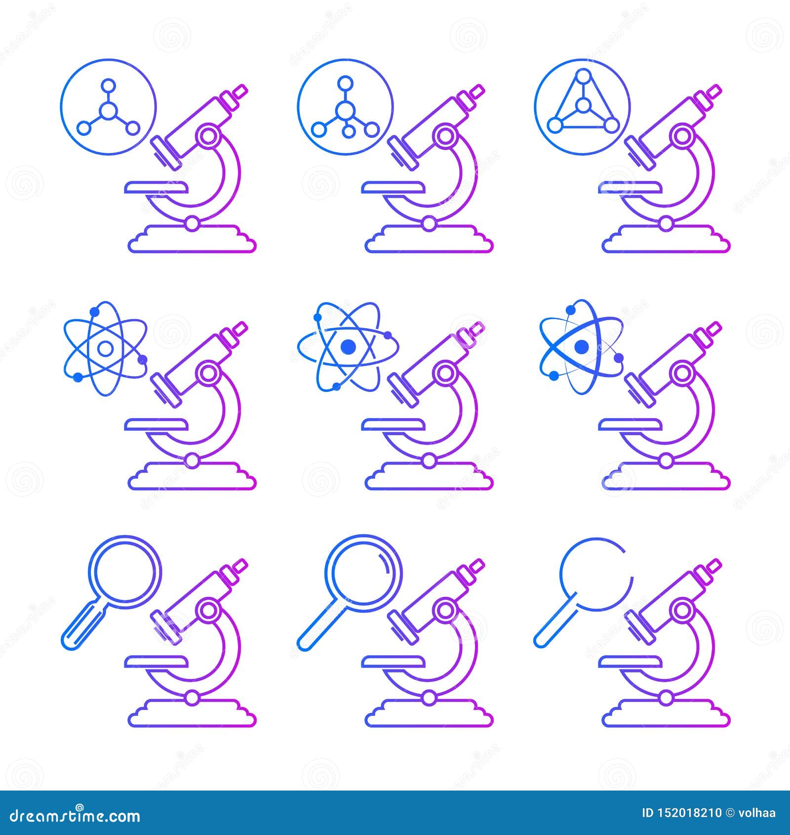 Set of Microscopes Vector Icons Stock Vector - Illustration of gradient ...