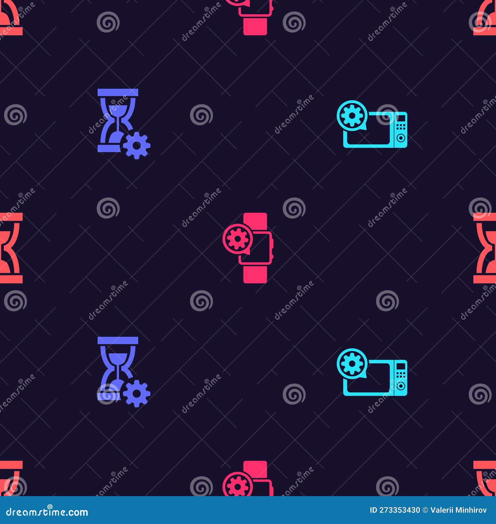 Set Microwave Oven Setting, Hourglass, Smartwatch and Old Hourglass ...