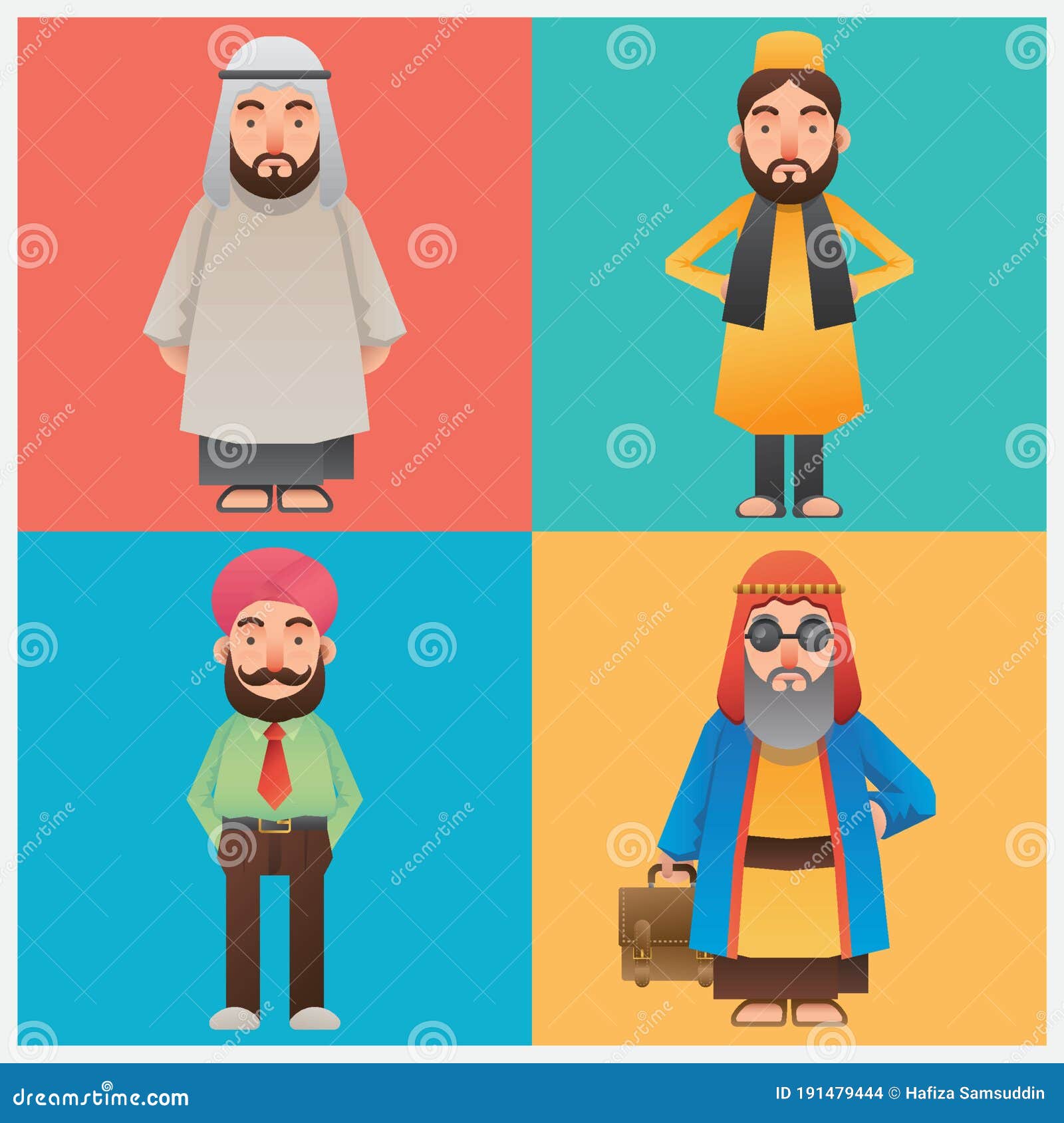 Set of Middle Eastern Man Icons. Vector Illustration Decorative Design ...