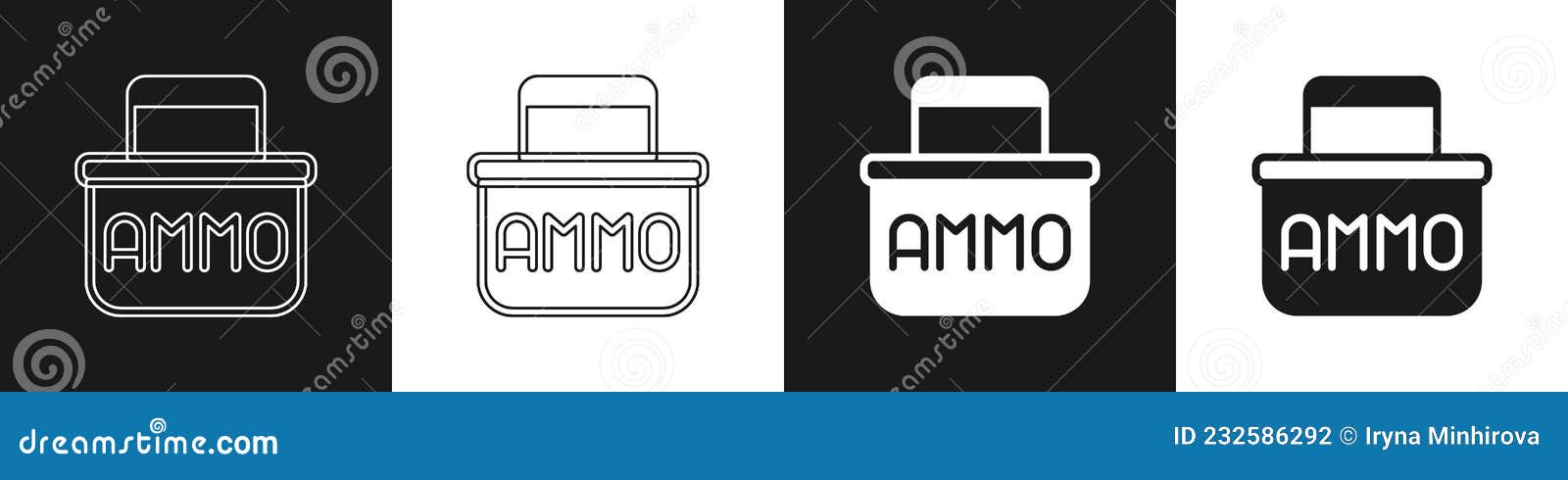 Set Military Ammunition Box with Some Ammo Bullets Icon Isolated on ...