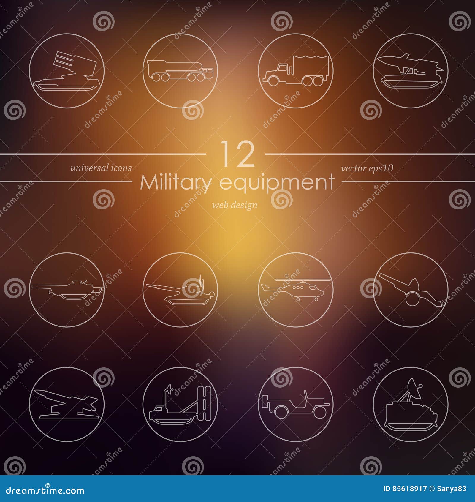 Set of Military Equipment Icons Stock Vector - Illustration of colorful ...
