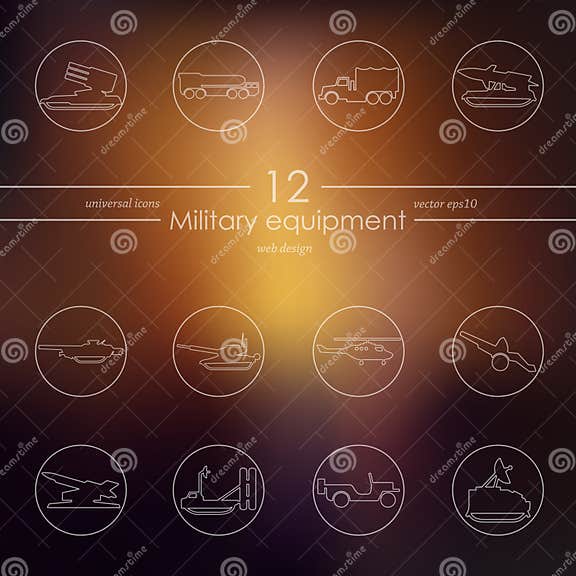 Set of Military Equipment Icons Stock Vector - Illustration of colorful ...